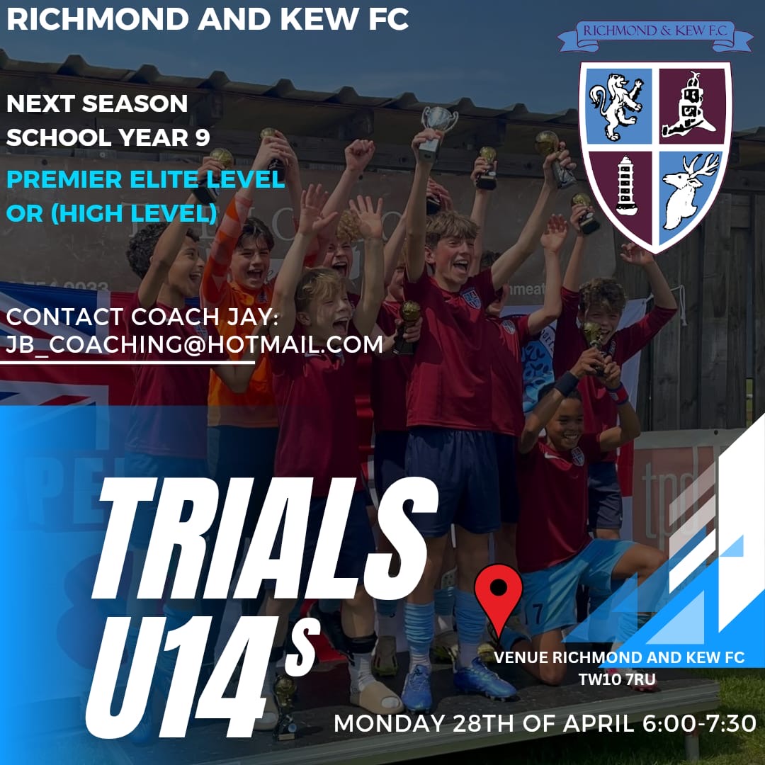 RKFC 25/26 Season U14s Trials – Richmond & Kew FC